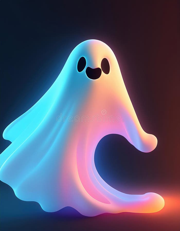 Happy 3d Cartoon Style Phantom, Neon Colors Stock Illustration ...