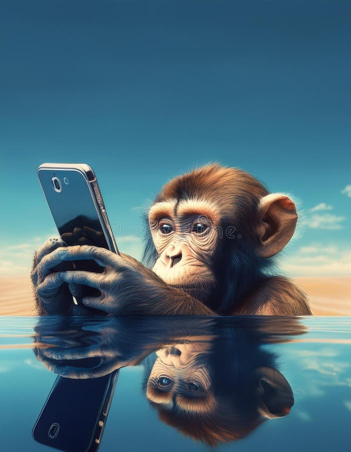 Structure Reference Image of a Monkey Behind a Pool of Water Playing on ...
