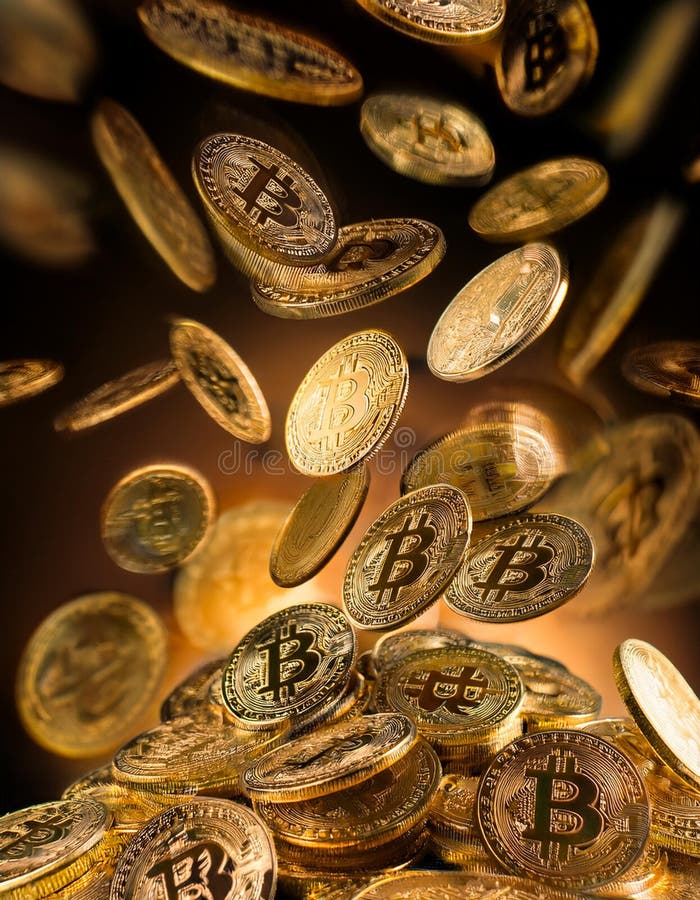 Golden Bitcoins Piling Up Cryptocurrencies Digital Finance Mining ...