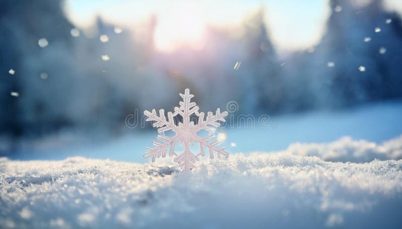 Winter Christmas Themed Realistic Picture Snowflake Close Up Stock ...