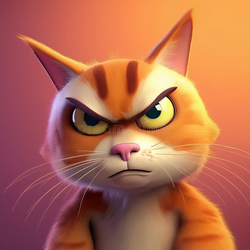 Cat Looking Angry Funny Cartoon Stock Photo - Image of animals, kitten ...