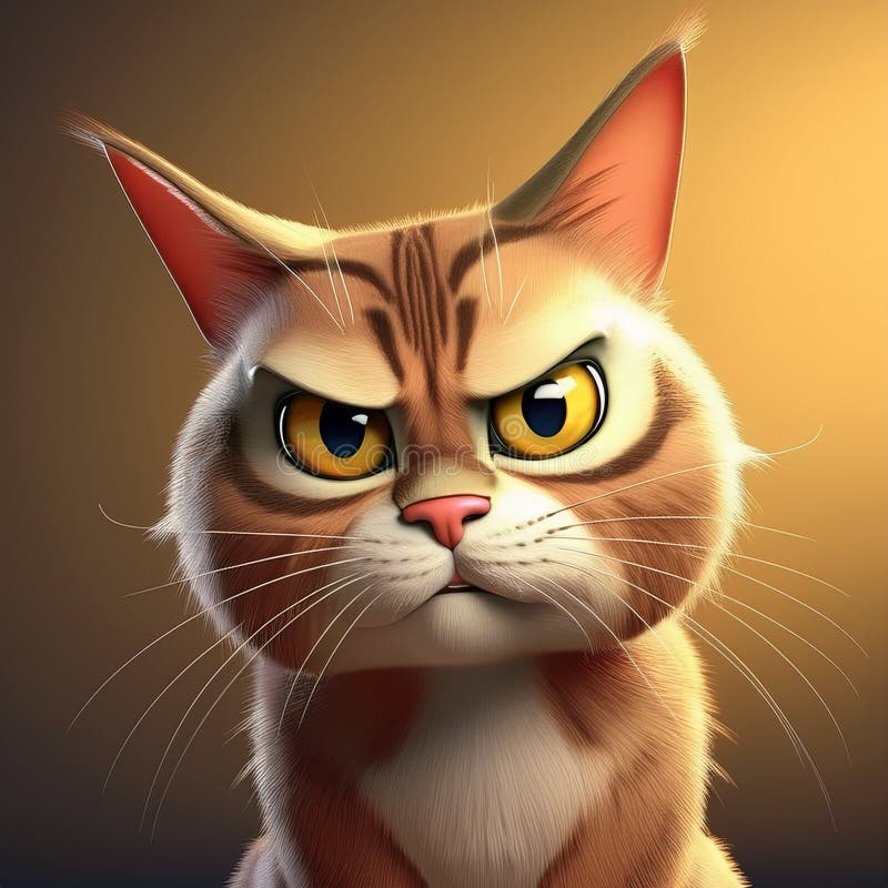 Cat Looking Angry Funny Cartoon Stock Photo - Image of pets, face ...