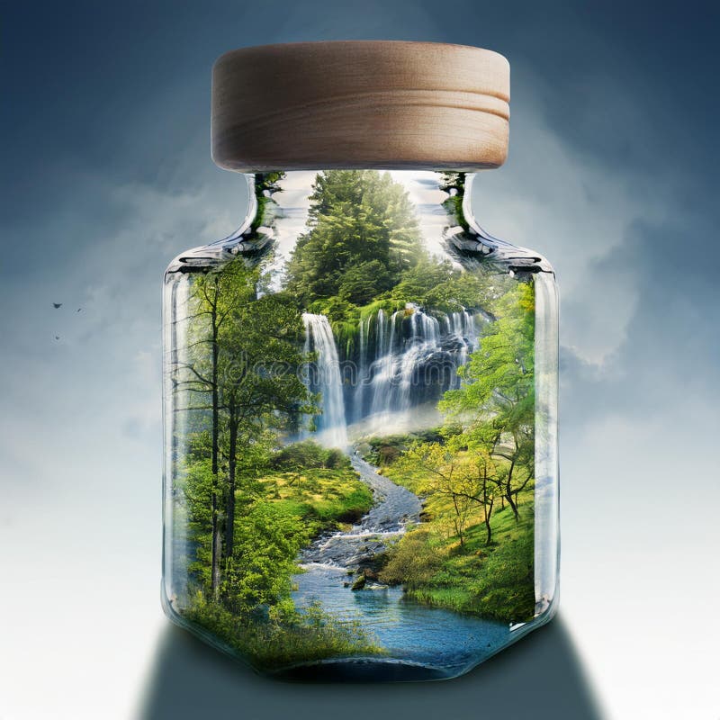 Fantasy Forest Landscape with Cottage, Waterfall, and River Inside a ...