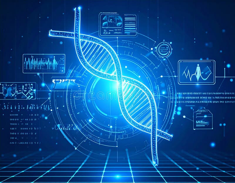 Futuristic DNA Technology Interface Stock Illustration - Illustration of abstract, research ...