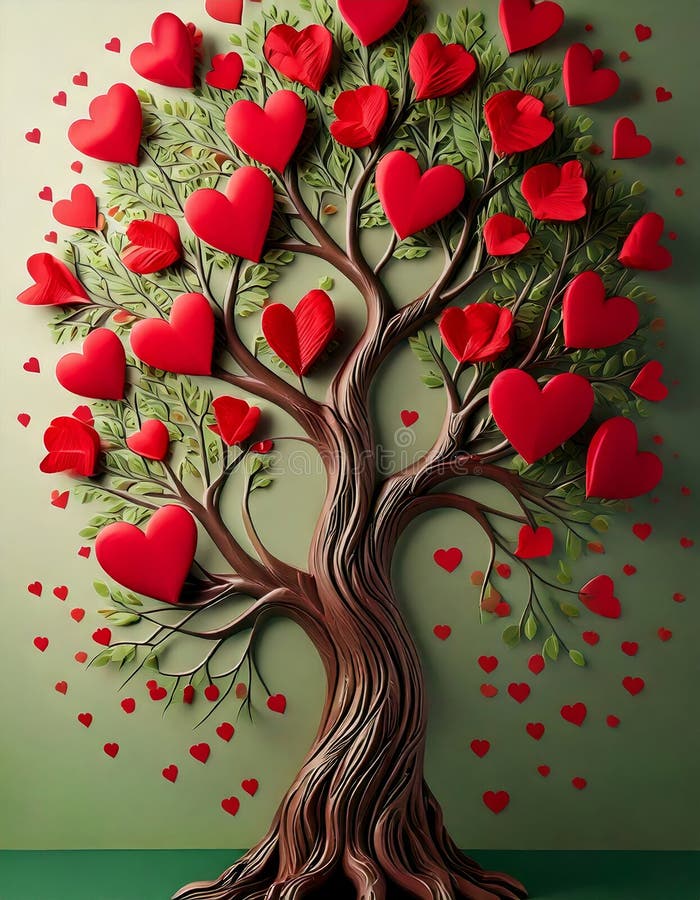 Structure Reference ImageA Beautiful Tree with Red Roses and Heart ...