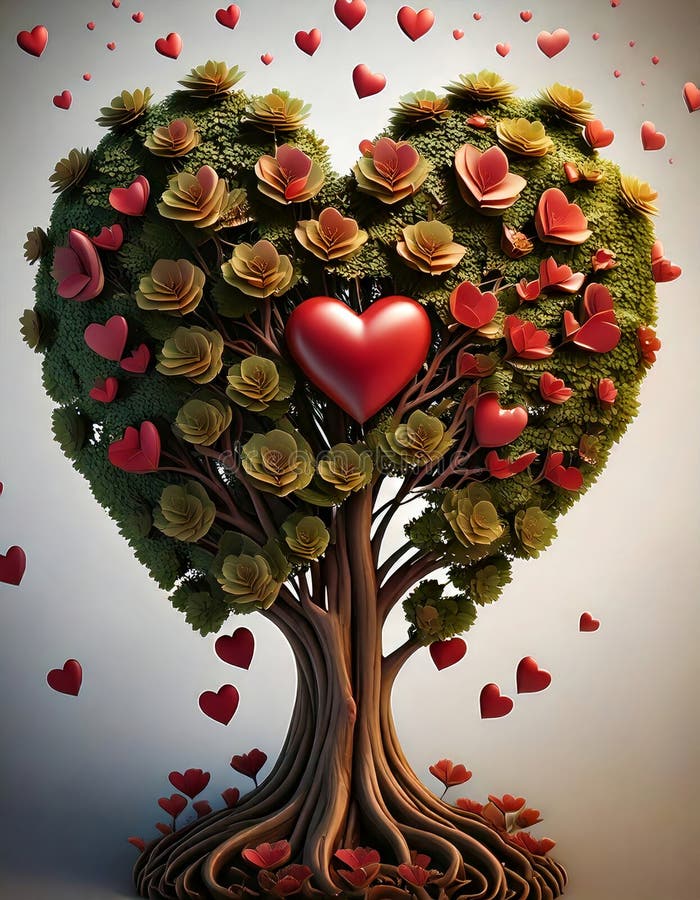 Structure Reference ImageA Heart-shaped Tree Adorned with Roses and ...