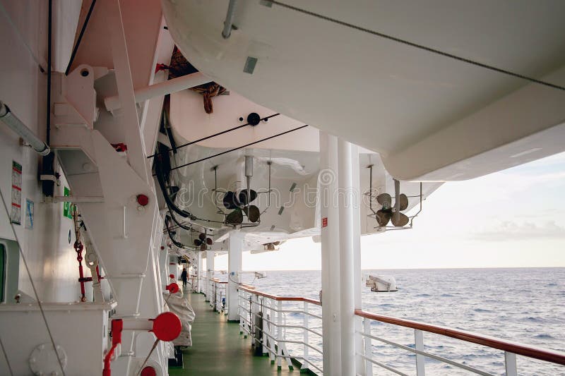 Structure of the Ship on the Open Deck, View of the Lifeboat Stock ...