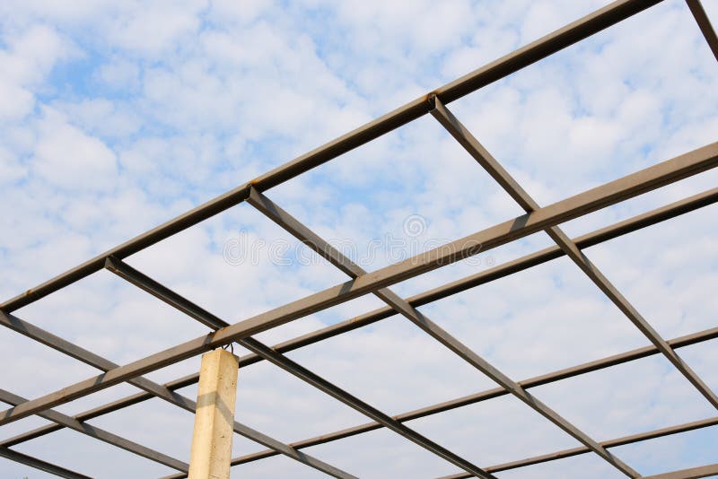 Structure of Steel for Building Construction on Sky Background. Stock ...
