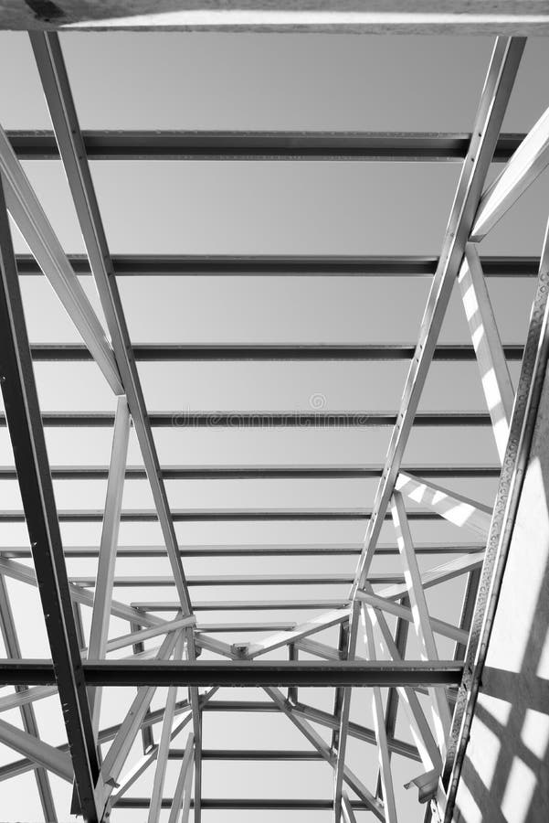 Structure of steel roof. stock photo. Image of design - 81088970