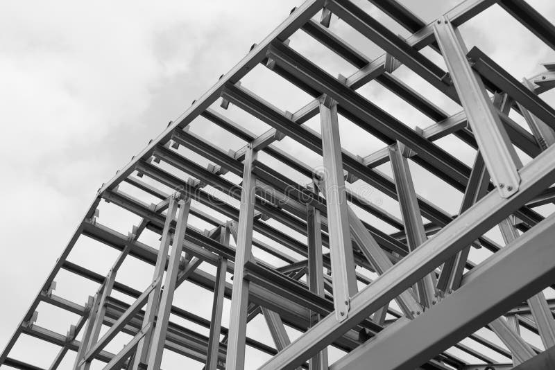 Structure of steel roof. stock image. Image of design - 81875145