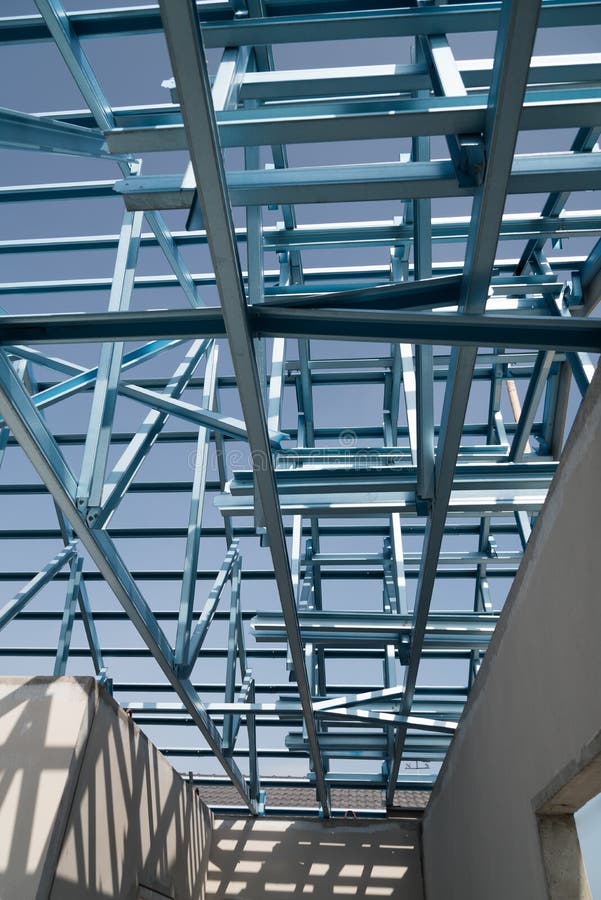 Structure of steel roof. stock photo. Image of structure - 77581092