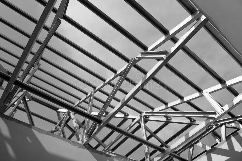 Structure of Steel Roof Frame Stock Photo - Image of beam, galvanized ...