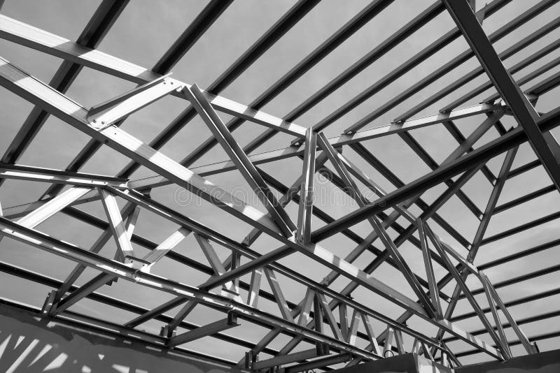Structure of Steel Roof Frame Stock Photo - Image of detail, precast ...