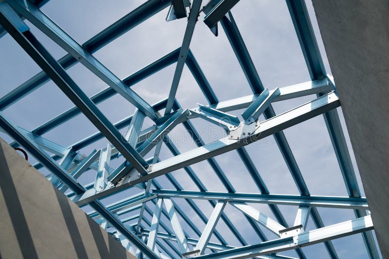 Structure of Steel Roof Frame for Building Construction Stock Photo ...
