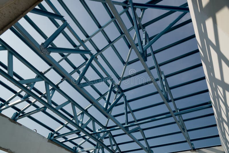 Structure of Steel Roof Frame for Building Construction Stock Photo ...