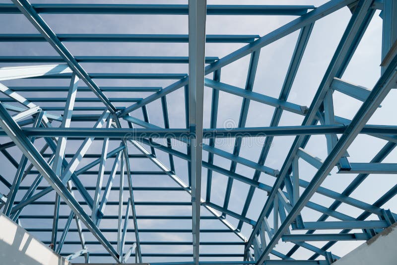 Structure of Steel Roof Frame for Building Construction Stock Image ...