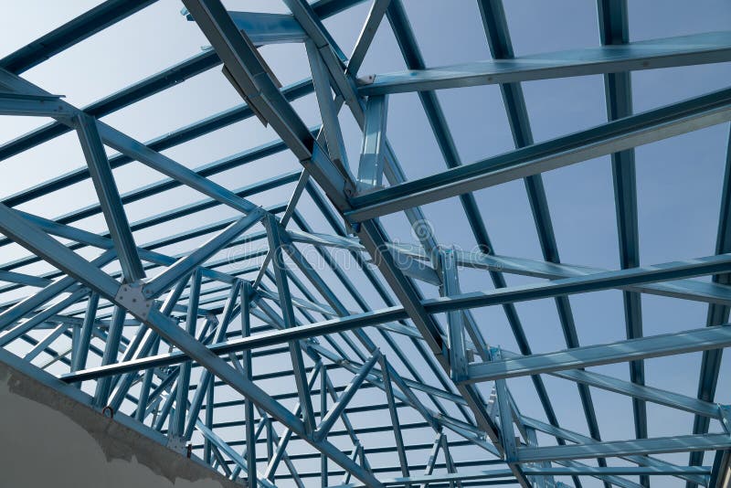 Structure of Steel Roof Frame for Building Construction Stock Photo ...