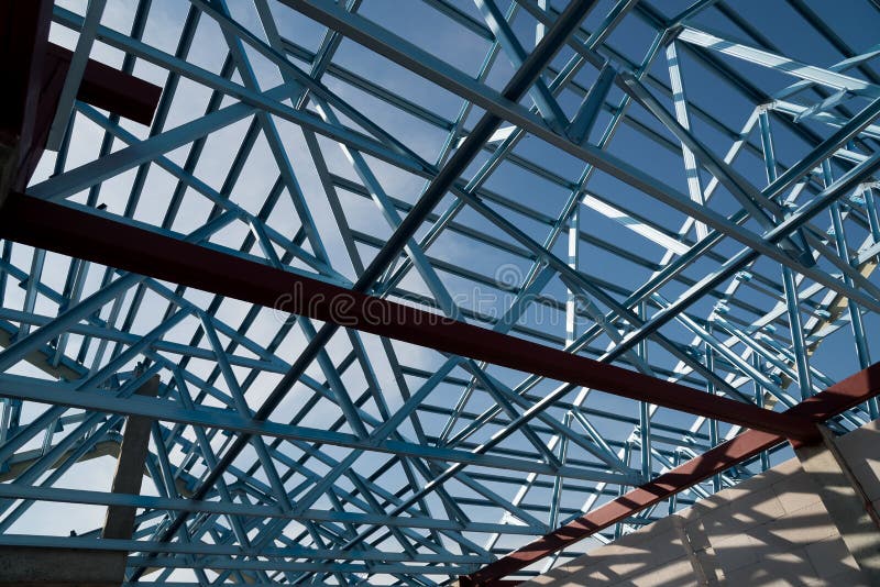 Structure of Steel Roof Frame for Building Construction Stock Image ...