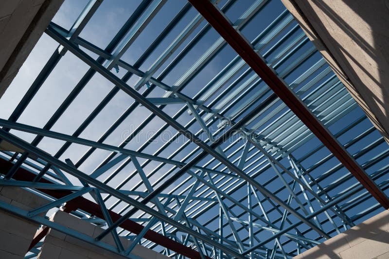 Structure of Steel Roof Frame for Building Construction Stock Image ...
