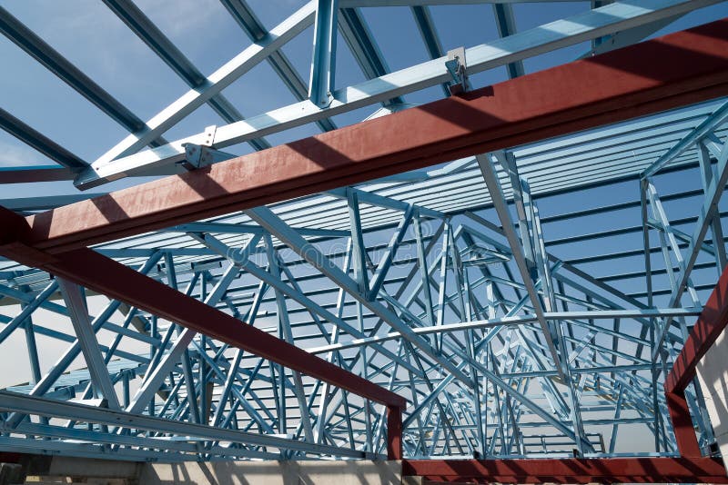 Structure of Steel Roof Frame for Building Construction Stock Photo ...