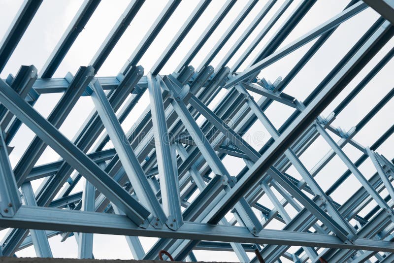 Structure of steel roof. stock image. Image of building - 80592961