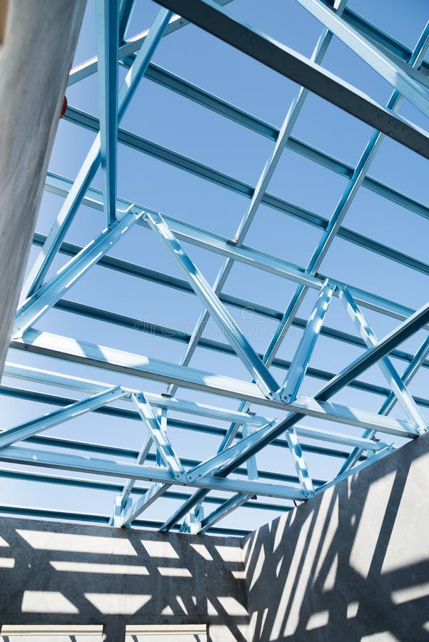 Structure of steel roof. stock image. Image of detail - 81689081
