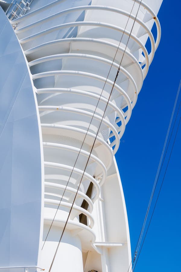 Large Cruise Ship Captains Bridge Viewed from the Side with Flock of Sea Birds Stock Photo ...