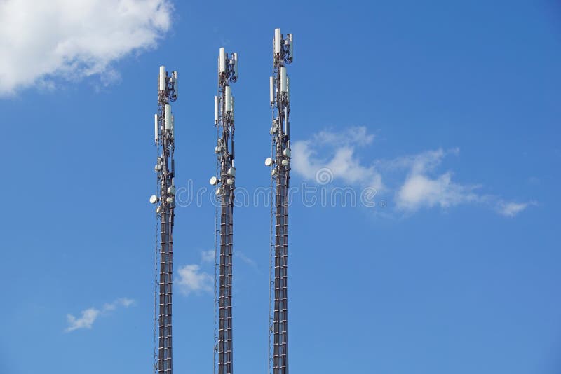 Structure Tower of Cell Phone Antenna with Blue Sky Stock Image - Image ...