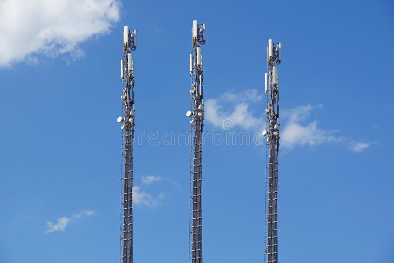 Structure Tower of Cell Phone Antenna with Blue Sky Stock Image - Image ...