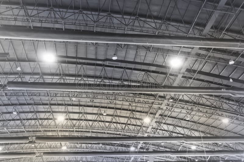 Structure of a Truss Steel Building ,interior Roof Design and Lighting ...