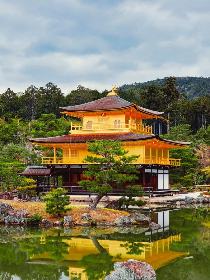 Structure of a Yellow Temple in Japan Stock Photo - Image of pagoda ...