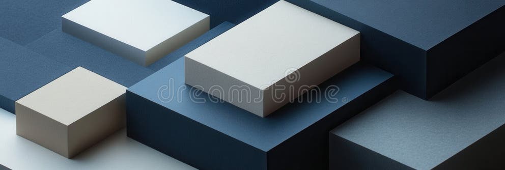 Structured Geometric Design in Navy Blue, Gray, and White with Balanced ...