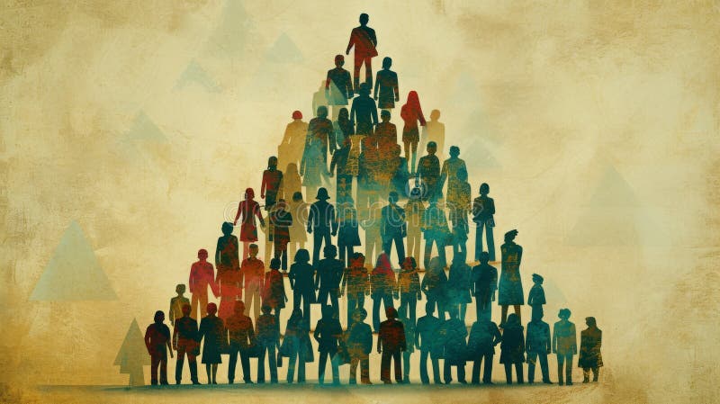 Pyramid-shaped Hierarchy of Silhouetted People Stock Photo - Image of ...