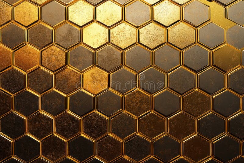 Structured Hexagonal Honeycomb Pattern Featuring a Golden Gradient with ...