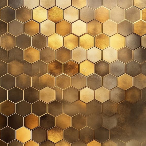 Structured Hexagonal Honeycomb Pattern in Golden Gradient with Modern ...