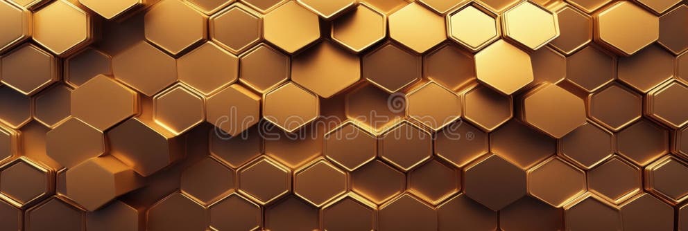 Structured Hexagonal Honeycomb Pattern with Golden Gradient Showcasing ...