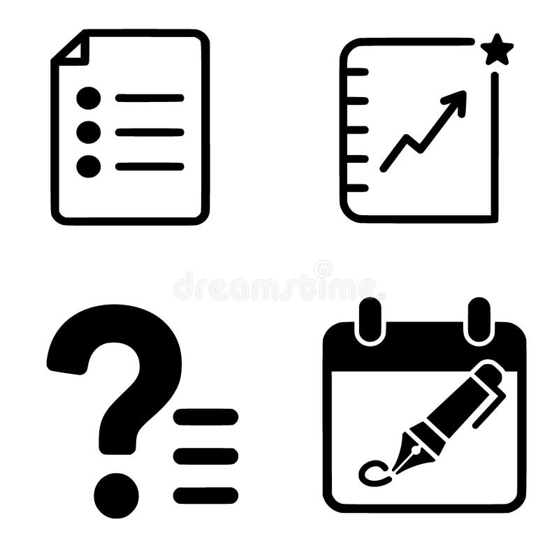 Structured Intentional Journaling Vector Icon Set Stock Illustration ...