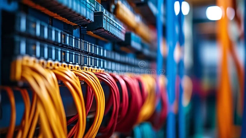 Structured Network Cabling System with Colorful Cables Connecting ...