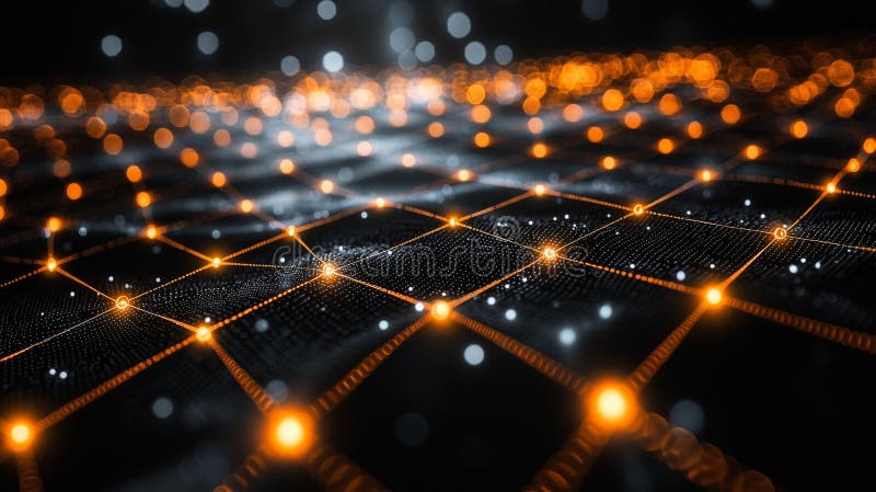 Networking Concept with Connected Nodes and Light Trails Stock ...