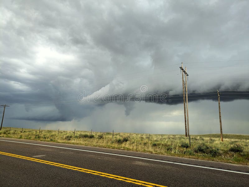 Structured Storm Cell on the High Plains Stock Image - Image of highway ...