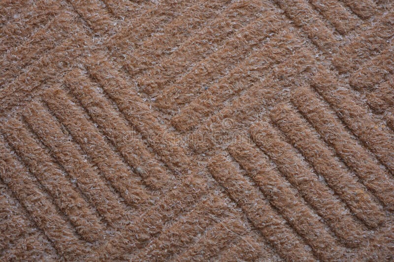 Structured, Textured Brown Woven Rug with Linear Pattern and Bristles ...