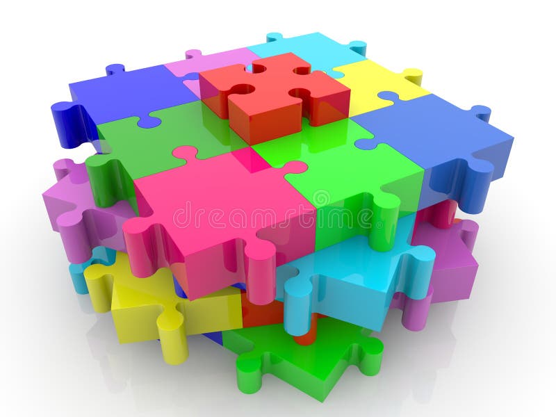 Structures from Colorful Puzzle on a White Stock Illustration ...