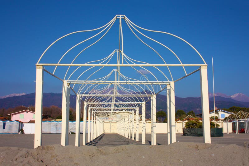 Structures for Desolate Umbrellas and Tents of Unused Bathing ...