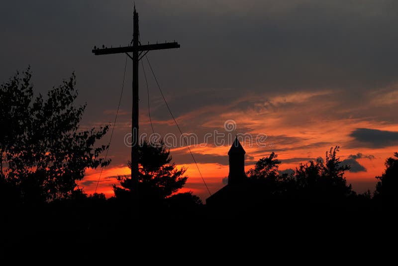 Structures at sunset stock photo. Image of church, firey - 168530988