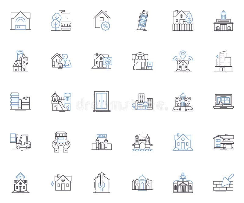 Structures Line Icons Collection. Foundation, Support, Stability ...