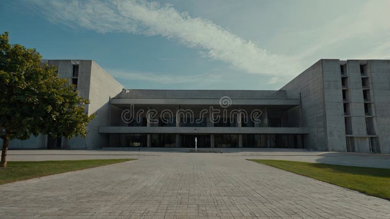 The Structures are Made of Light Gray Concrete, Exhibiting a Repetitive ...