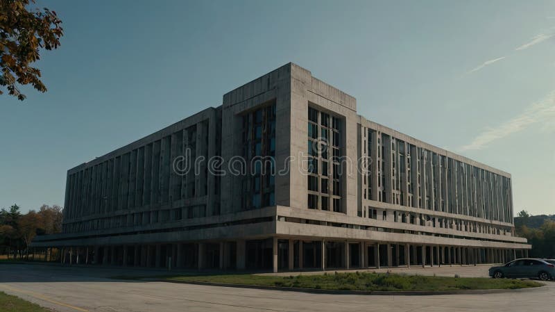 The Structures are Made of Light Gray Concrete, Exhibiting a Repetitive ...