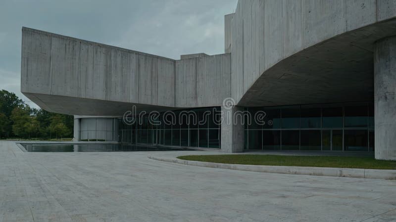 The Structures are Made of Light Gray Concrete, Exhibiting a Repetitive ...