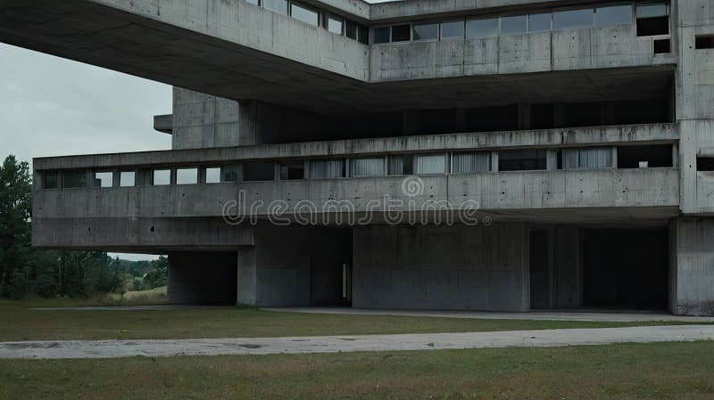 The Structures are Made of Light Gray Concrete, Exhibiting a Repetitive ...