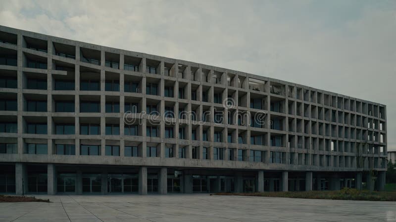 The Structures are Made of Light Gray Concrete, Exhibiting a Repetitive ...